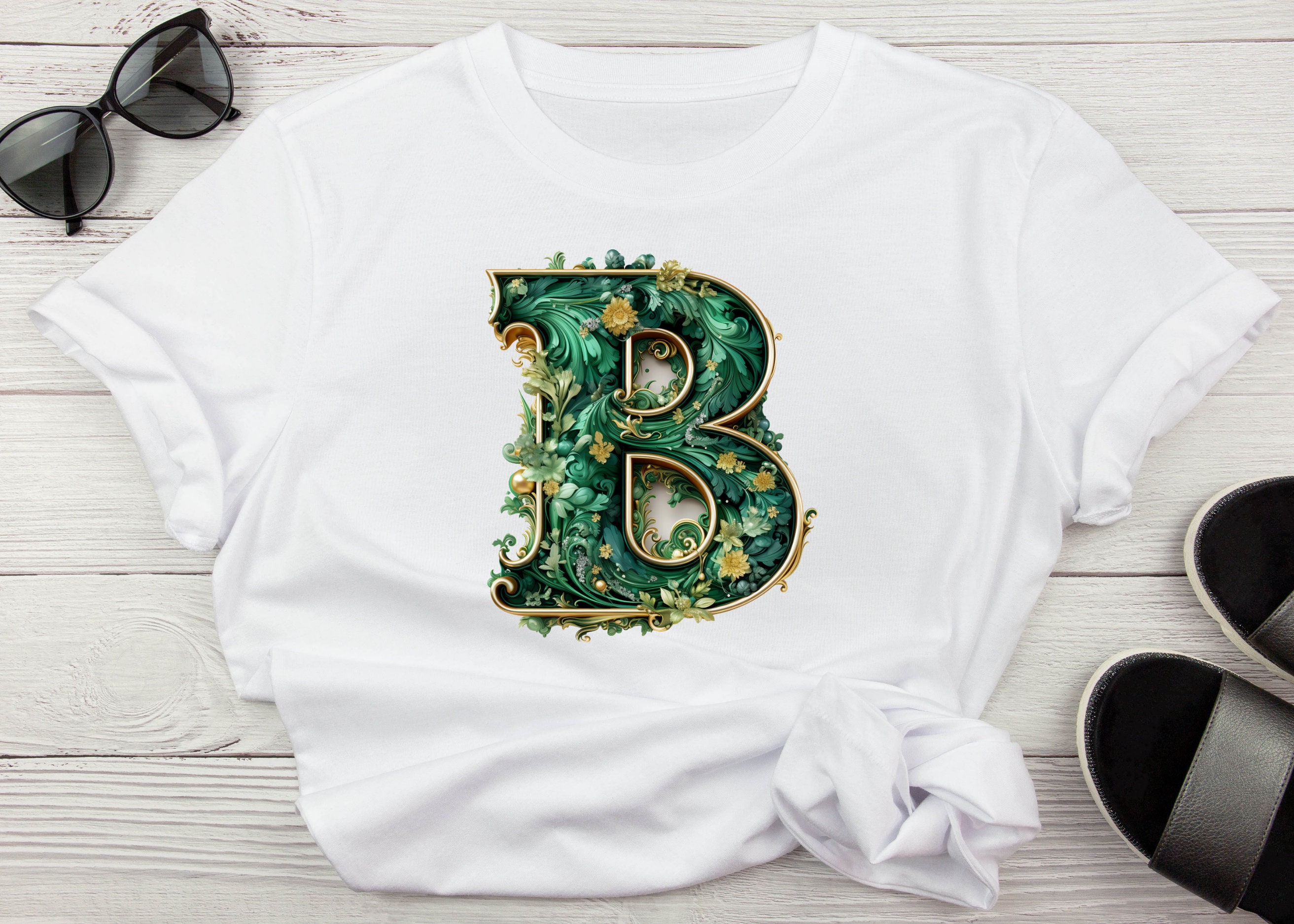 Gold Metallic Printable Alphabet Letter B Commercial Use Fonts Monogram ...