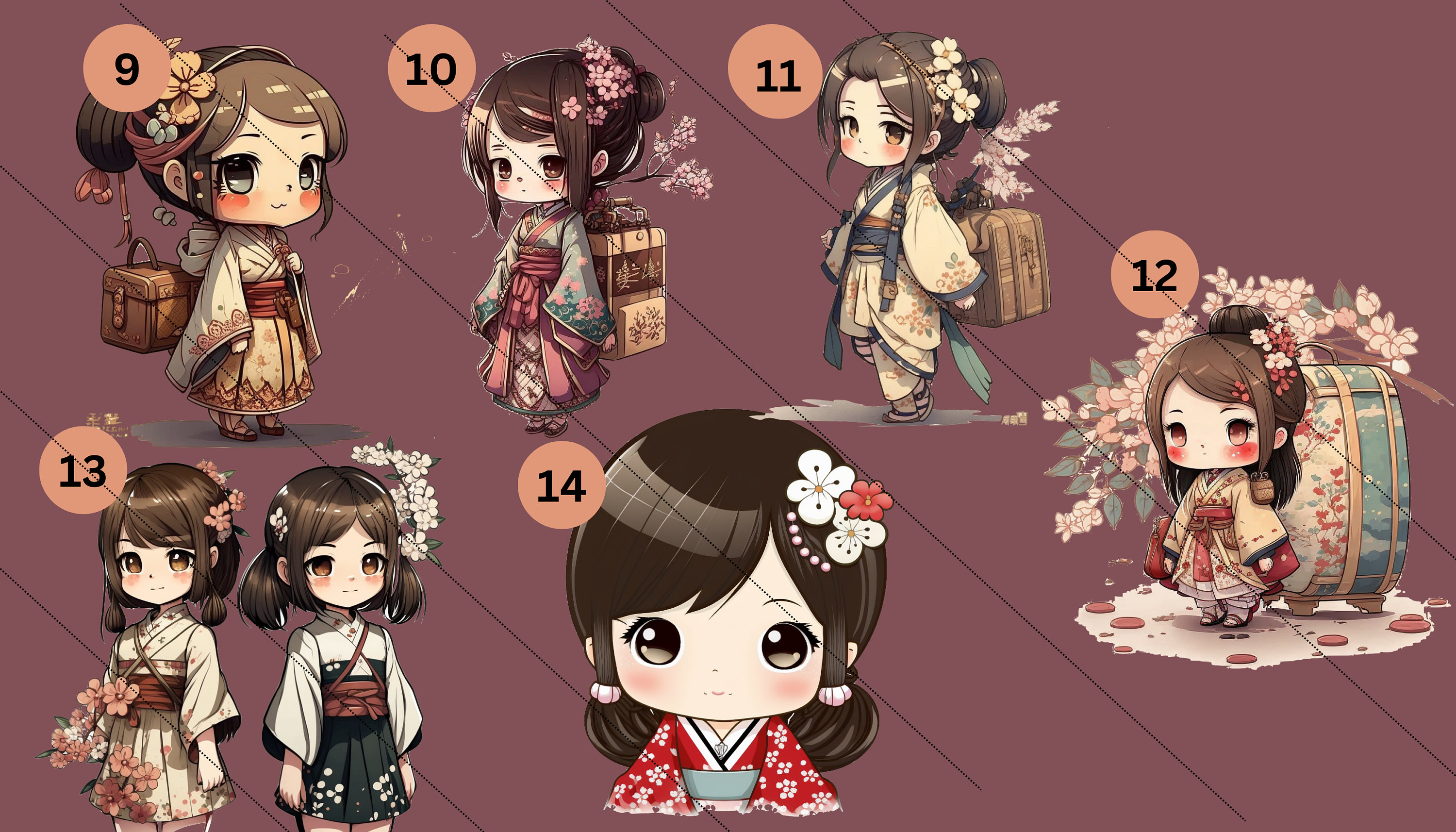 Chinese Girl Chibi Clipart Cute Classic Chibi Girl Vintage - Etsy