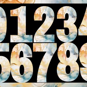 5 Modern Print Doodle Numbers PNG Bundle,gradient Print, Design Hand ...