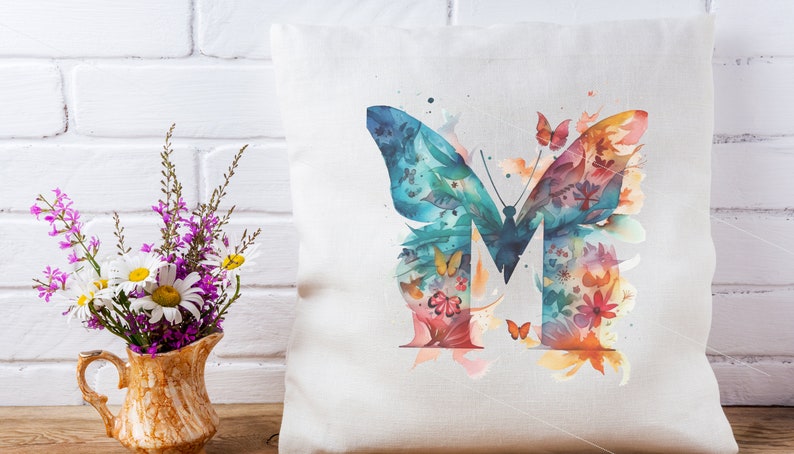 Alpha Butterfly Rainbow Png, 26 Floral Letters Clipart, Digital Art ...