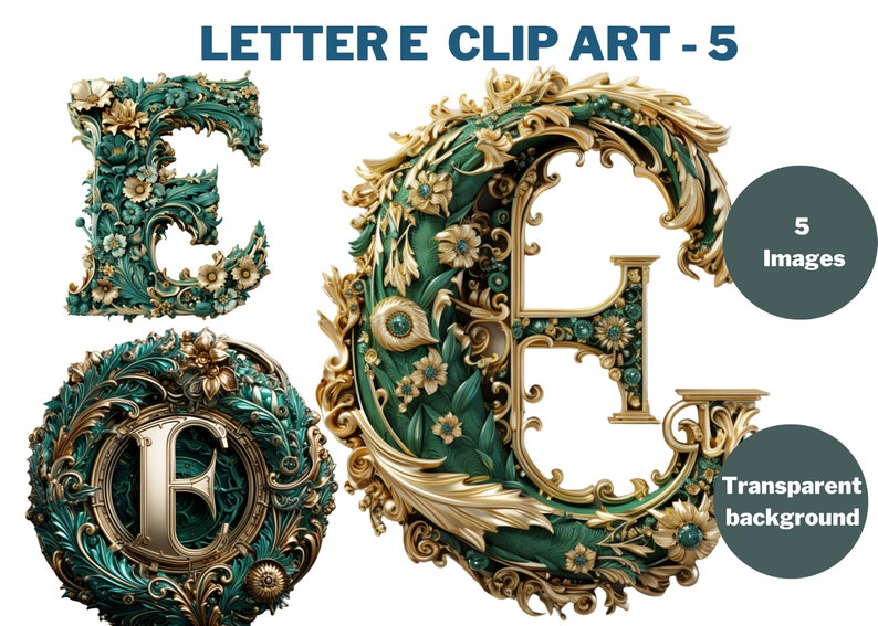 Gold Metallic Printable Alphabet Letter E Commercial Use Fonts Monogram ...