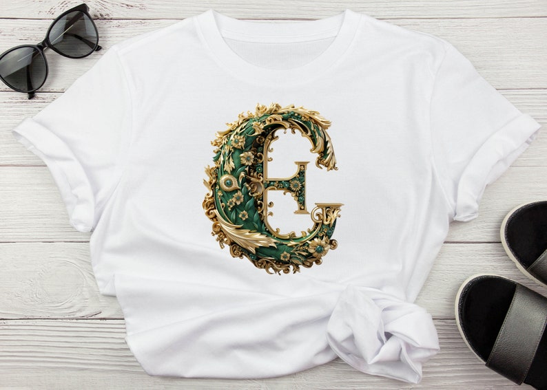 Gold Metallic Printable Alphabet Letter E Commercial Use Fonts Monogram ...