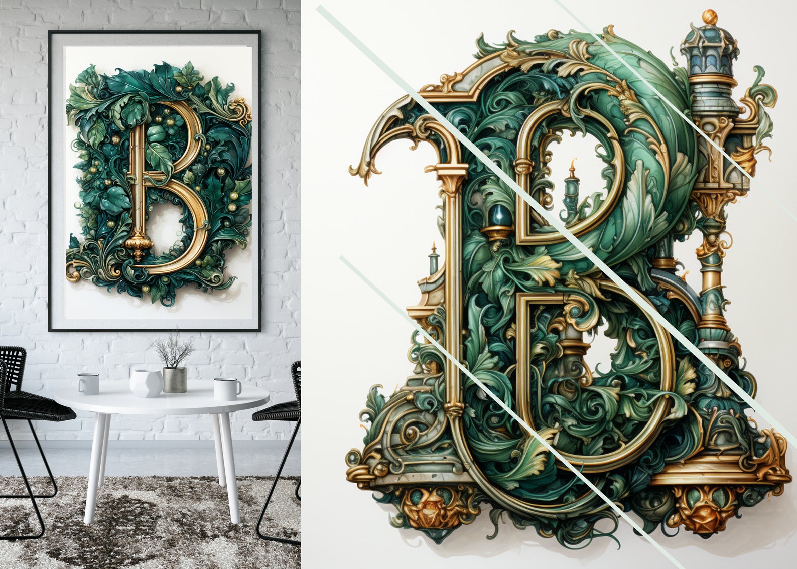 Gold Metallic Printable Alphabet Letter B Commercial Use Fonts Monogram ...