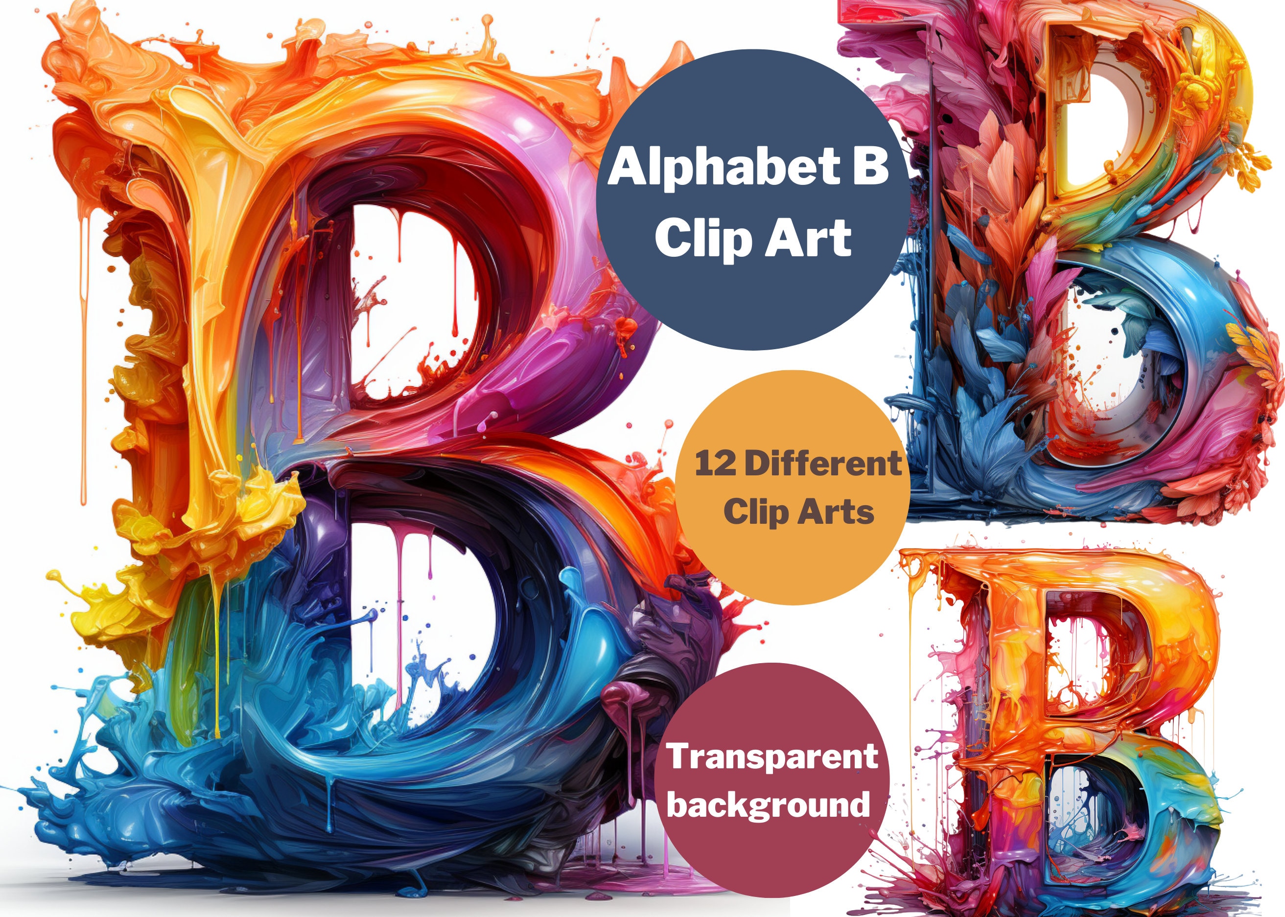 Alphabet B Rainbow Png Letters B Clipart Digital Print Neon - Etsy