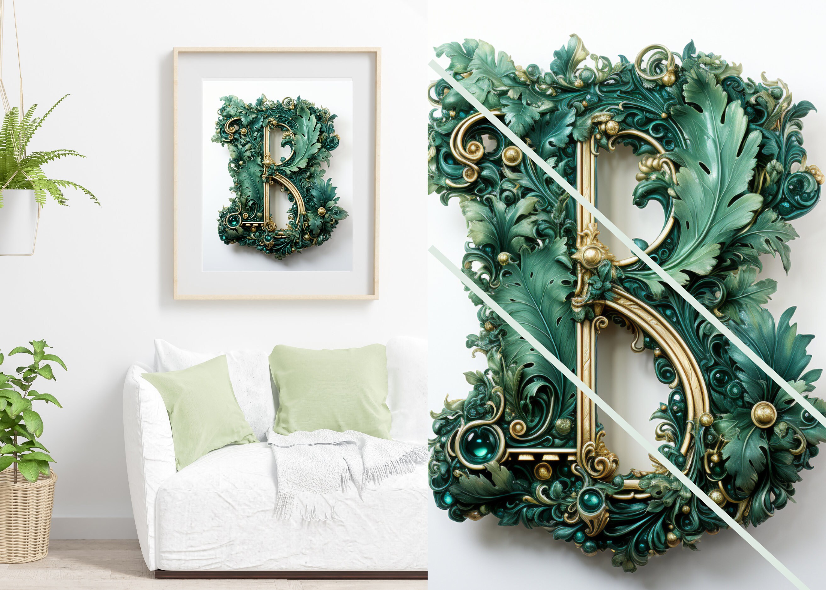 Gold Metallic Printable Alphabet Letter B Commercial Use Fonts Monogram ...