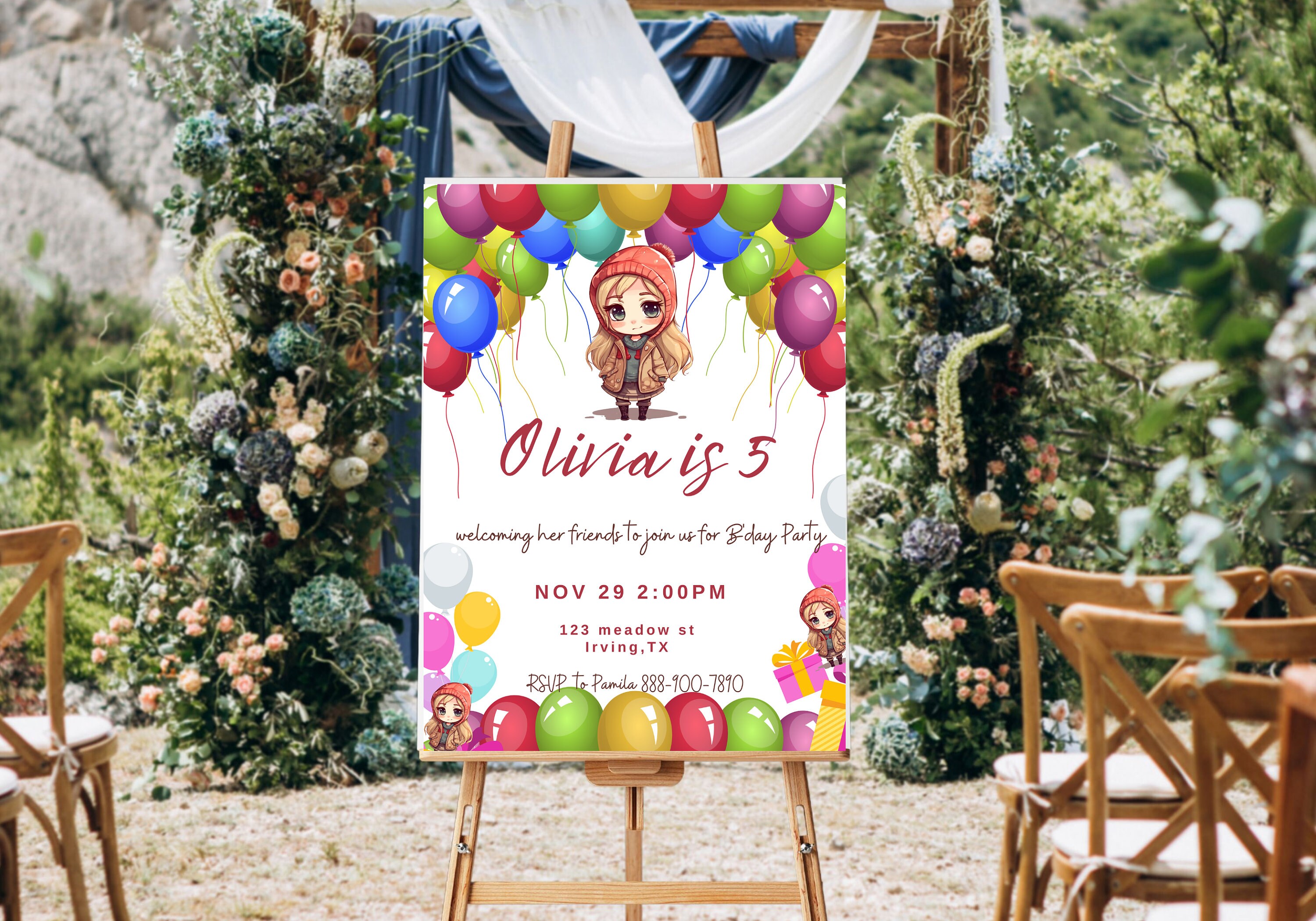 Editable Chibi Card Birthday Girl Invitation Chibi Birthday - Etsy