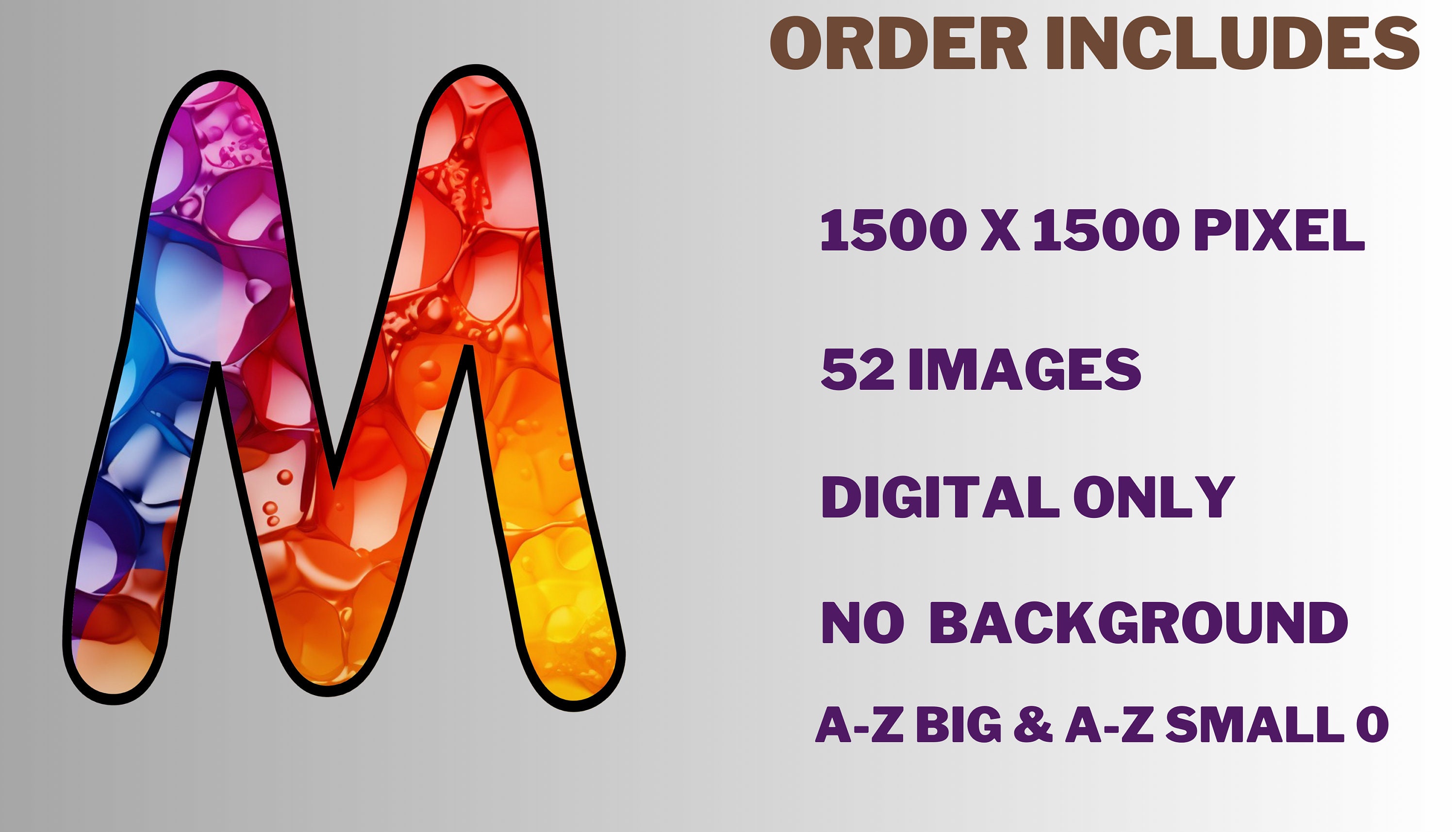 Rainbow Pebble Watercolor PNG Letters, Doodle Sublimation Alphabet ...