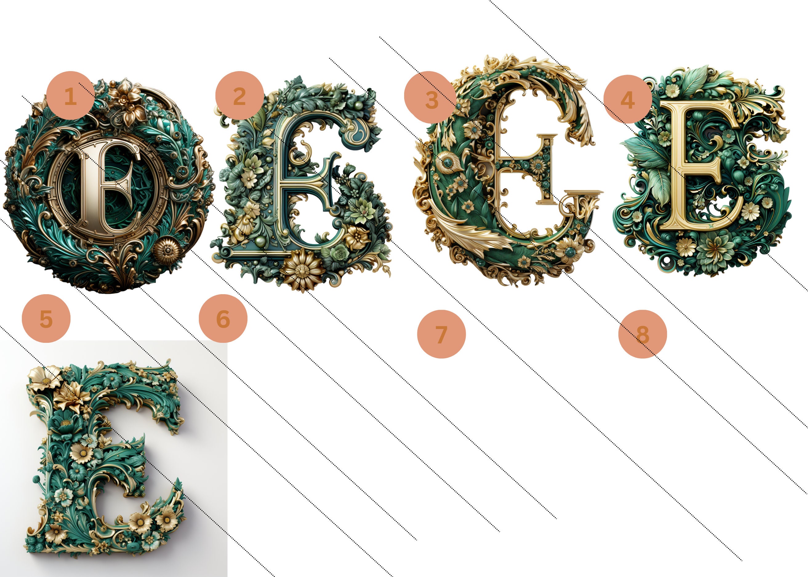 Gold Metallic Printable Alphabet Letter E Commercial Use Fonts Monogram ...