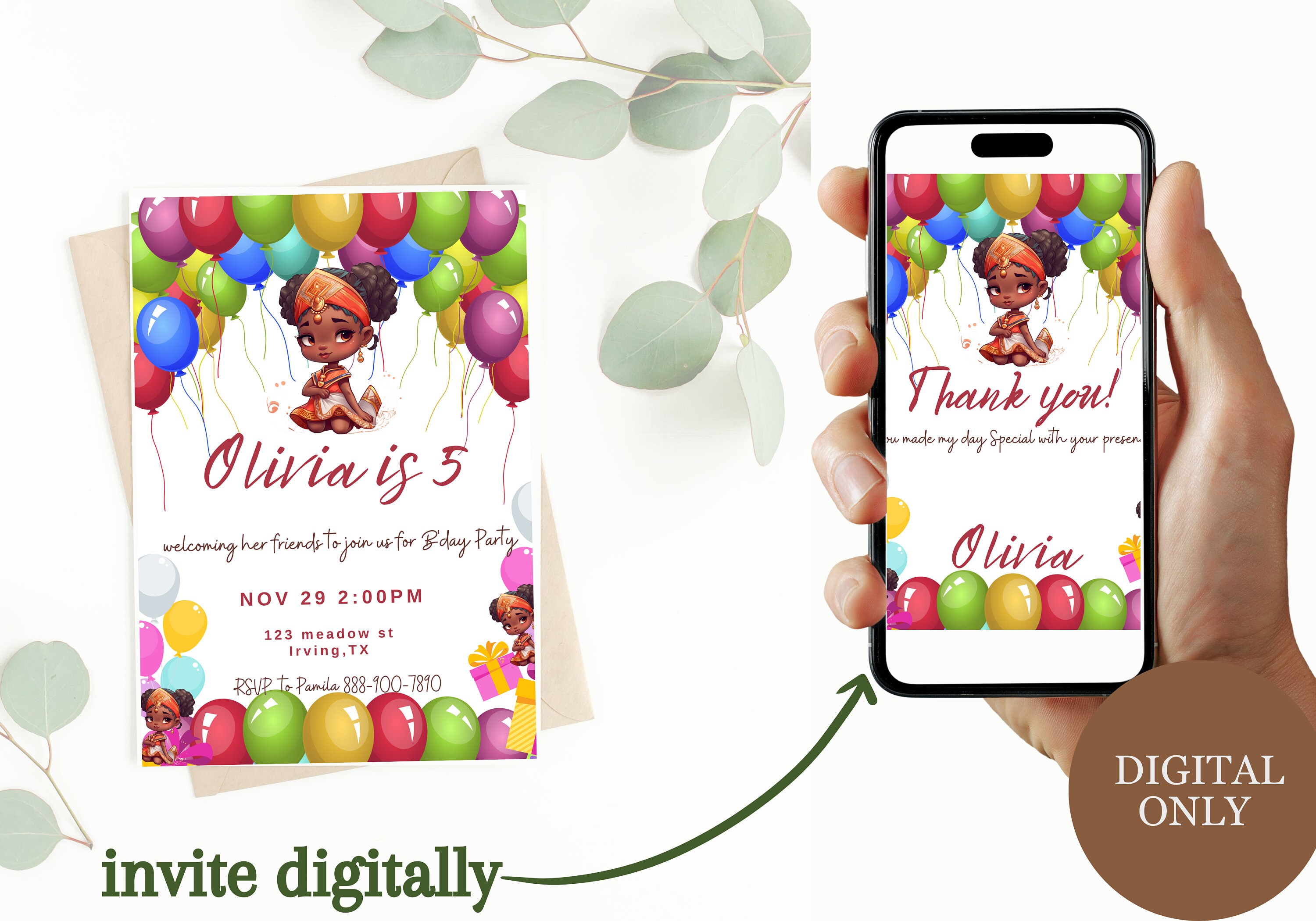 Editable Chibi Card Birthday Girl Invitation Chibi Birthday - Etsy