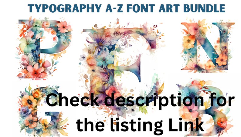 Alphabet Watercolor Png 26 Floral Letters Clipart Digital - Etsy