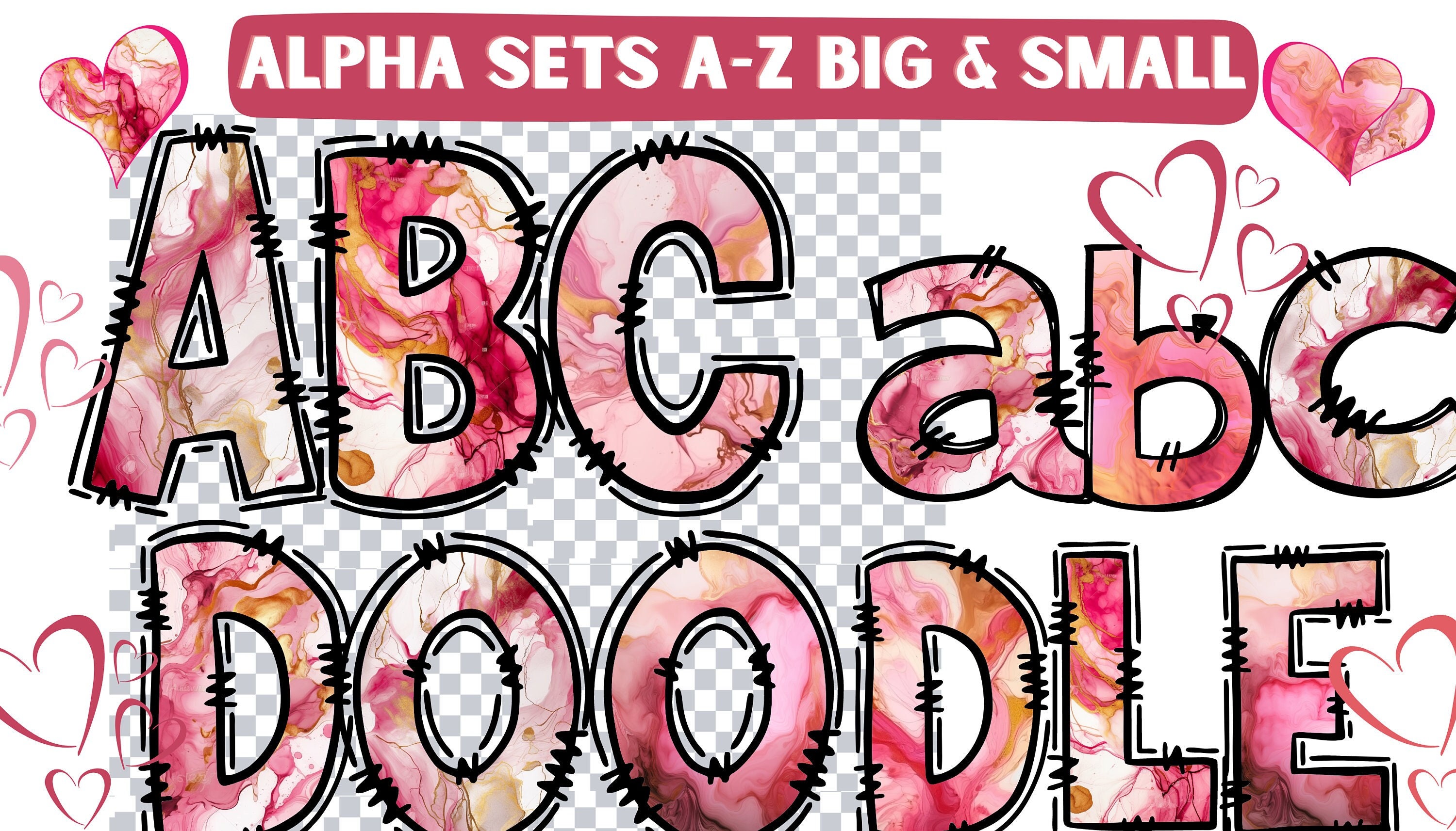 Pink Vibrant Alphabet PNG, Doodle Alpha, PNG, Doodle Fluorescent ...