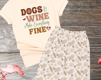 dogs drinking wine pajamas