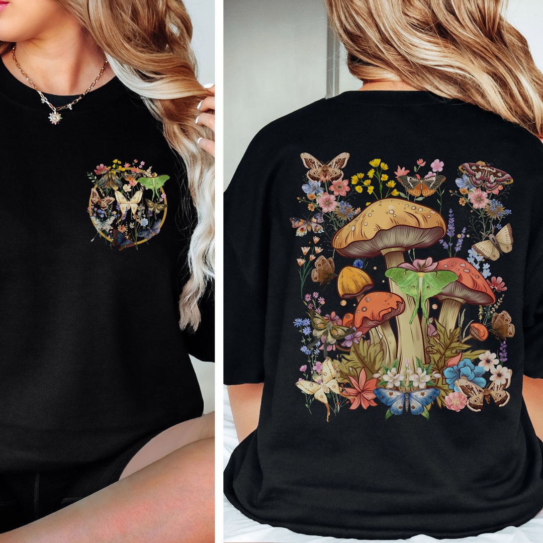 Cottage Core Moth Sweatshirt, Mushroom Sweatshirt, Moth Hoodie, Luna ...