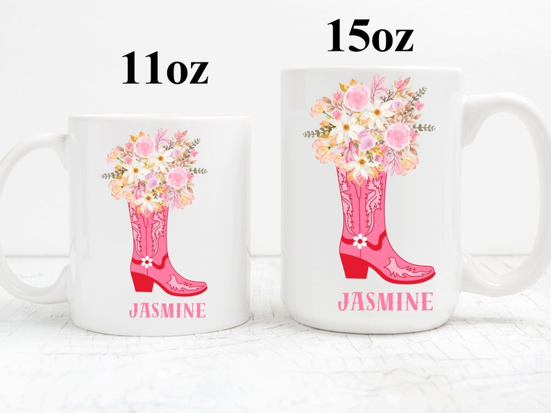 Personalized Floral Cowgirl Boots Coffee Mug Western Cowgirl Boots Gift ...