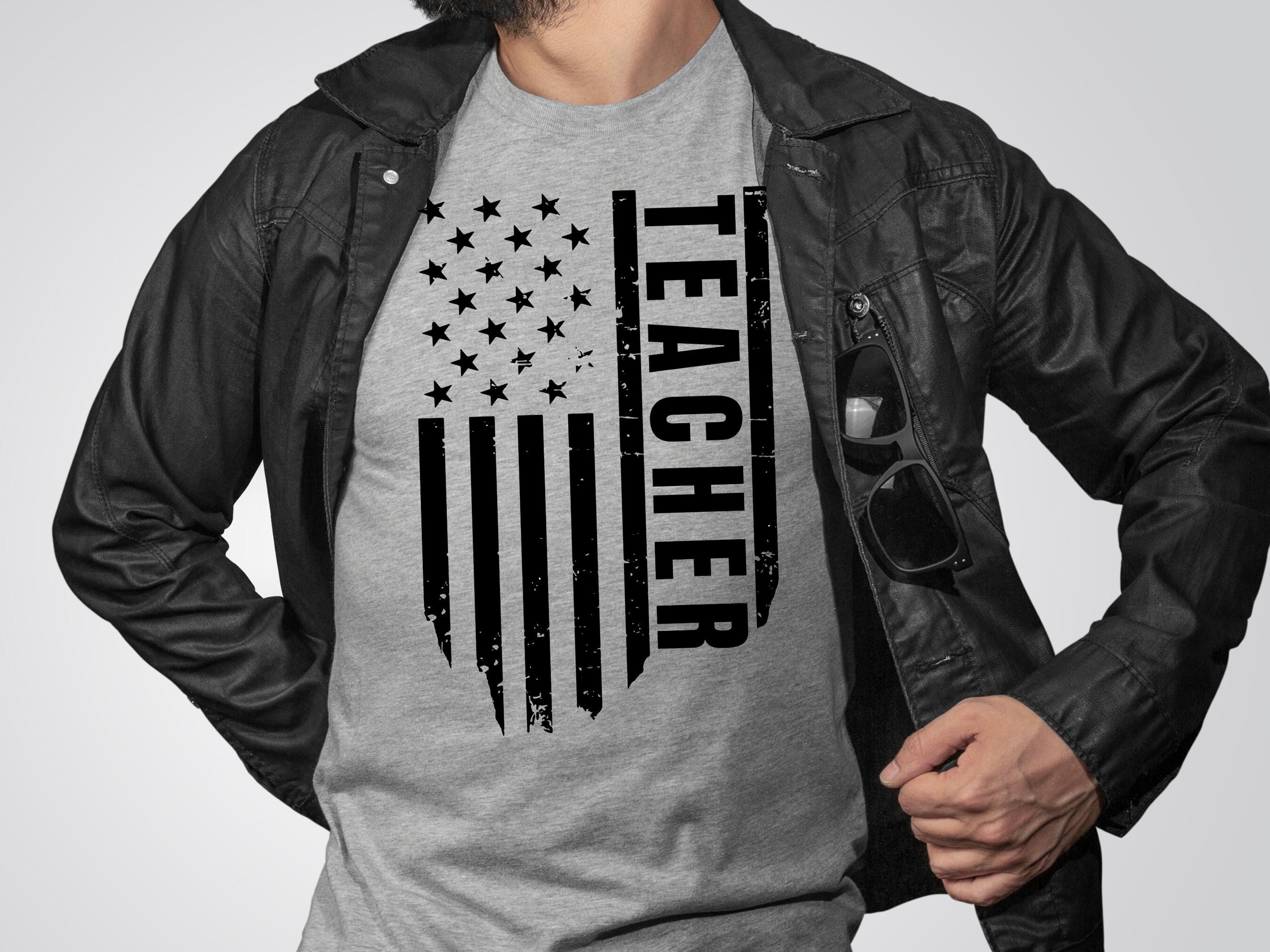 American Flag Teacher T-shirt, Male Teacher Gift - Etsy