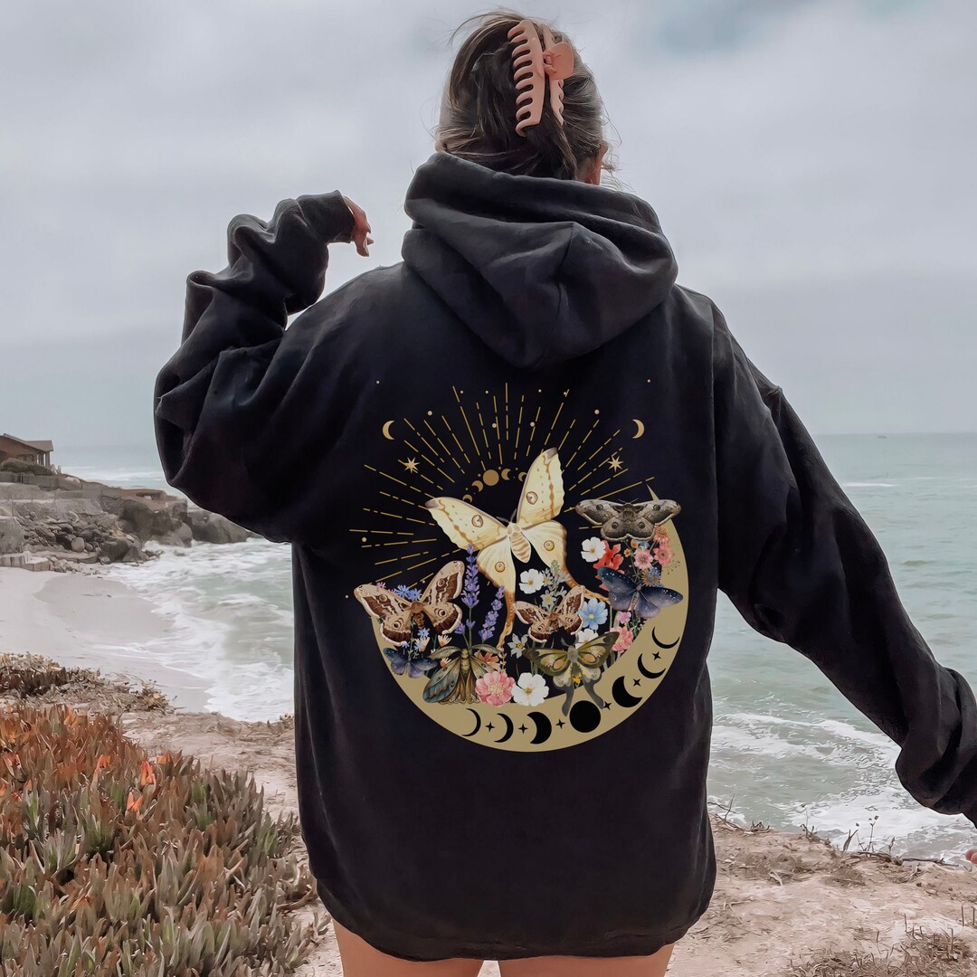 Cottagecore Moth Sweatshirt, Moth Hoodie, Luna Moth Shirt, Cute Moth ...