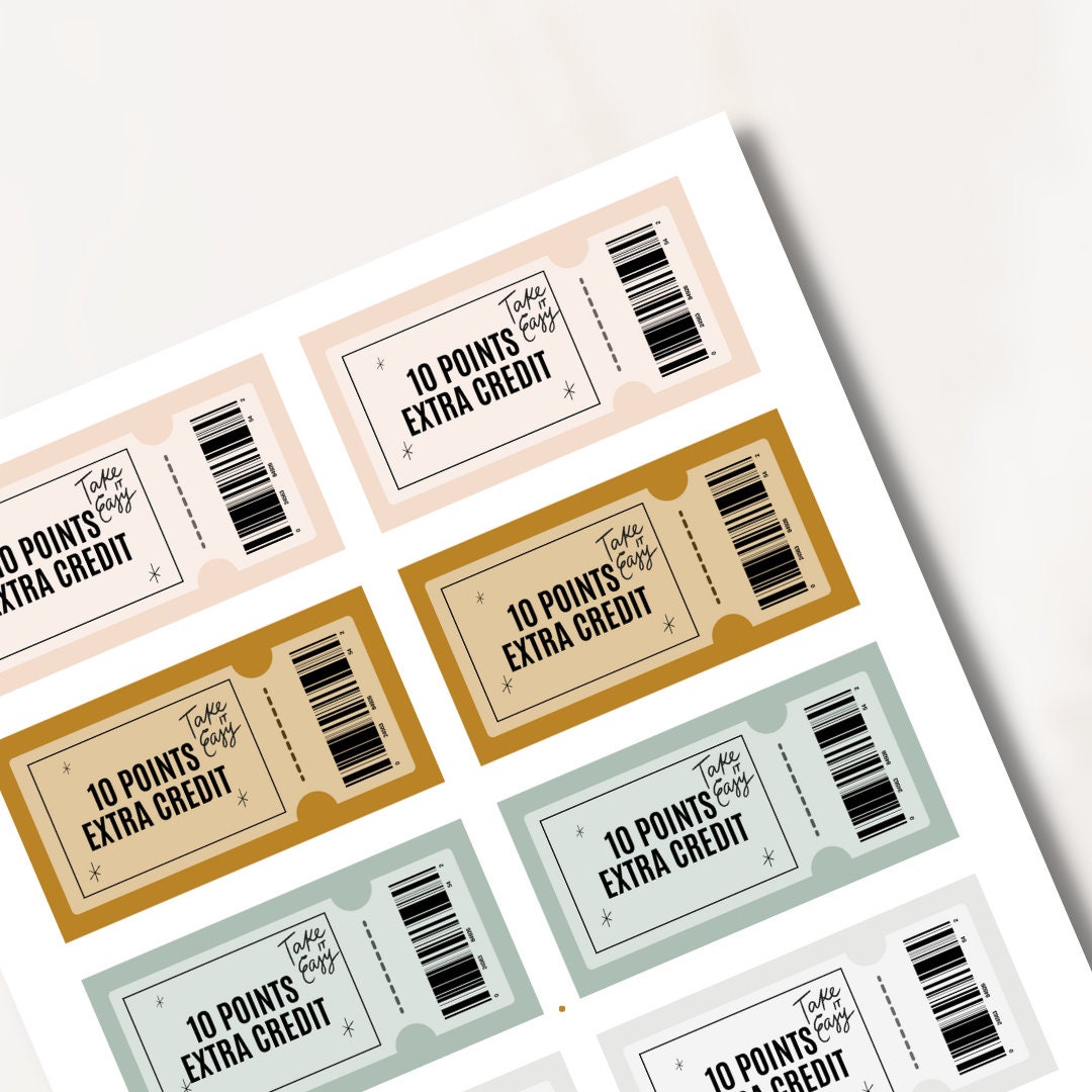 Printable Classroom Reward Coupons Homework Pass Coupons Extra Credit ...