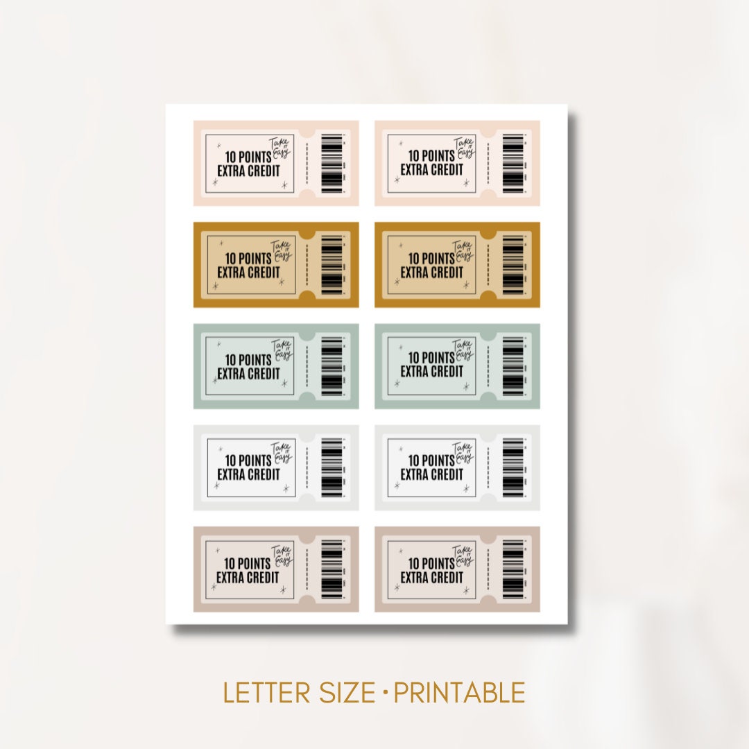 Printable Classroom Reward Coupons Homework Pass Coupons Extra Credit ...