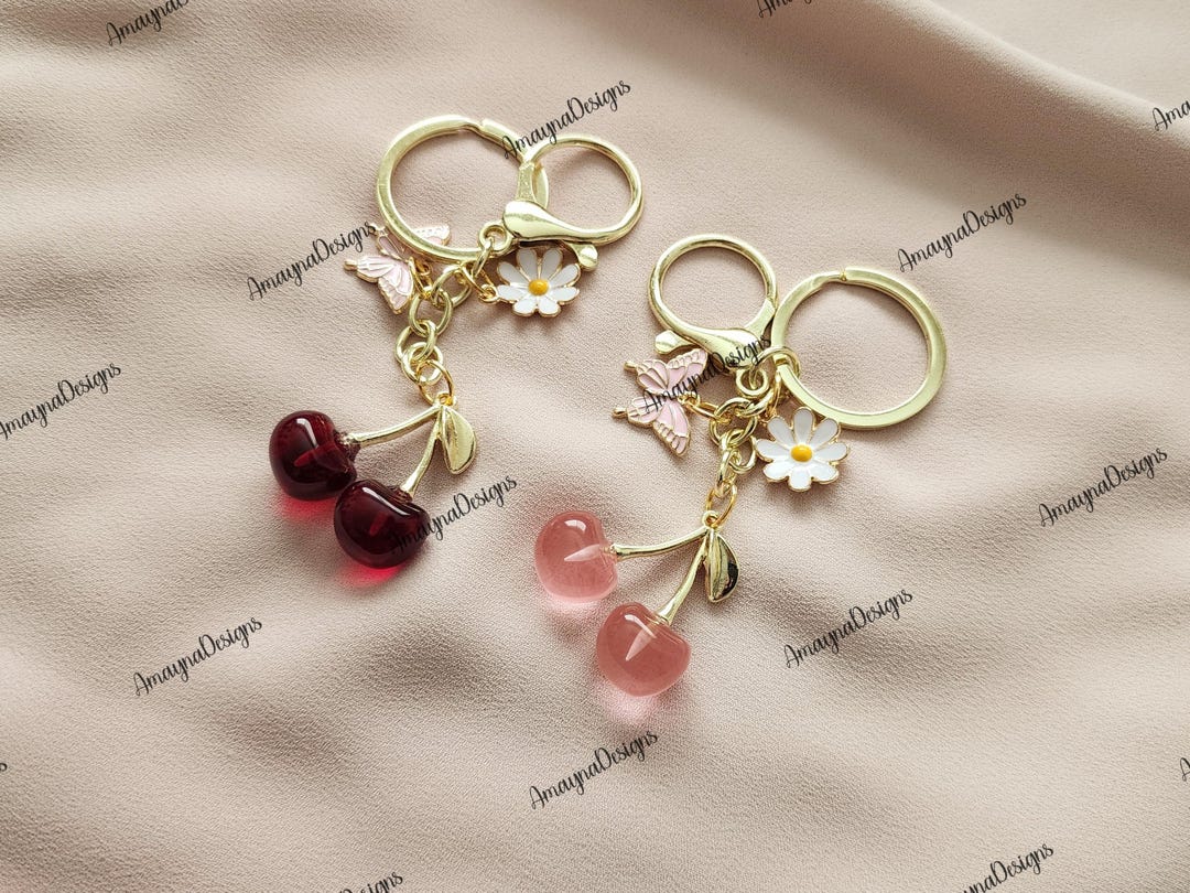 3d Cherry Keychain: Cherry Charms With Custom Letter-fruit Bag Charms ...