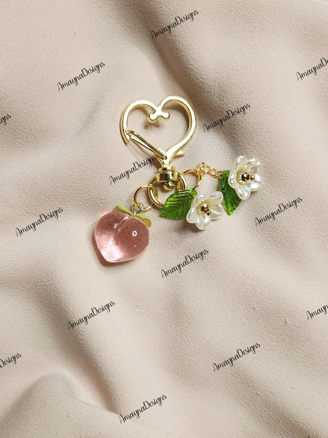 Pink/peach Keychain/peachy/cute Keychains/womens Accessories/peachy ...