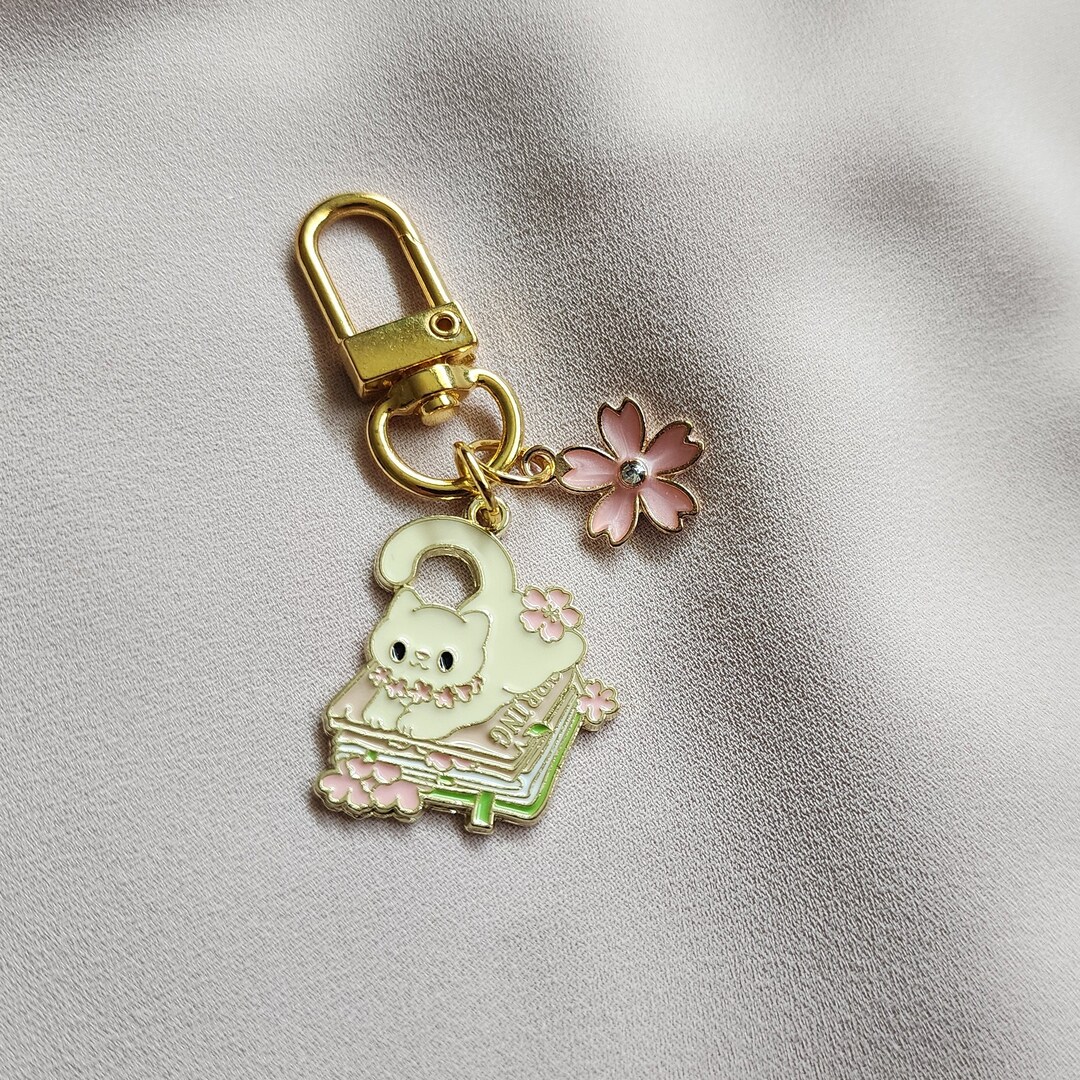 Cute Cat Charm/cat/librarian/library/phone Charm/kittens/pink/books ...