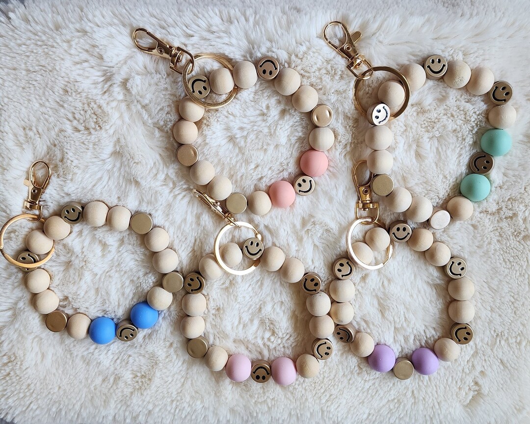 Airpod/wallet/smiley/summer/bead Wristlet/silicone Wristlet/wood ...