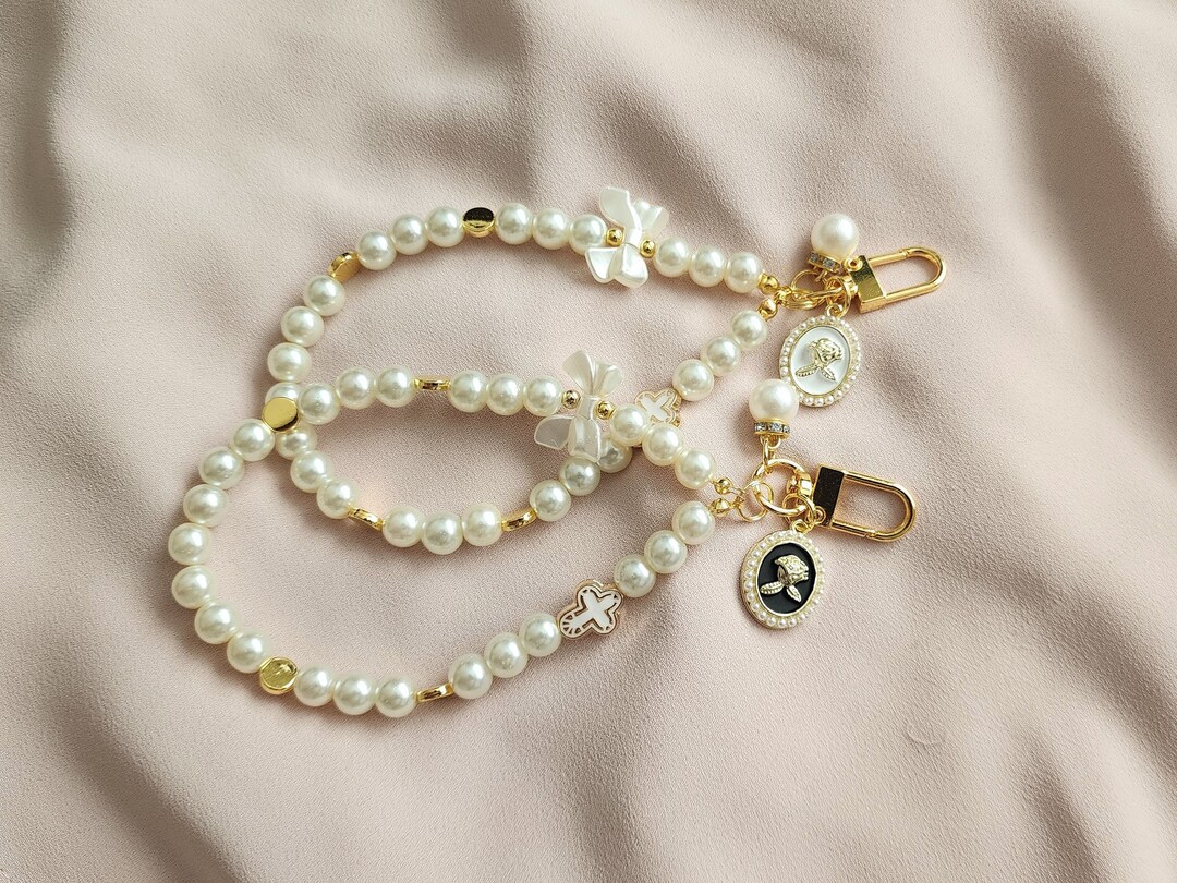 Pearl Keychain: Cross Charms, Christian Gift - Etsy