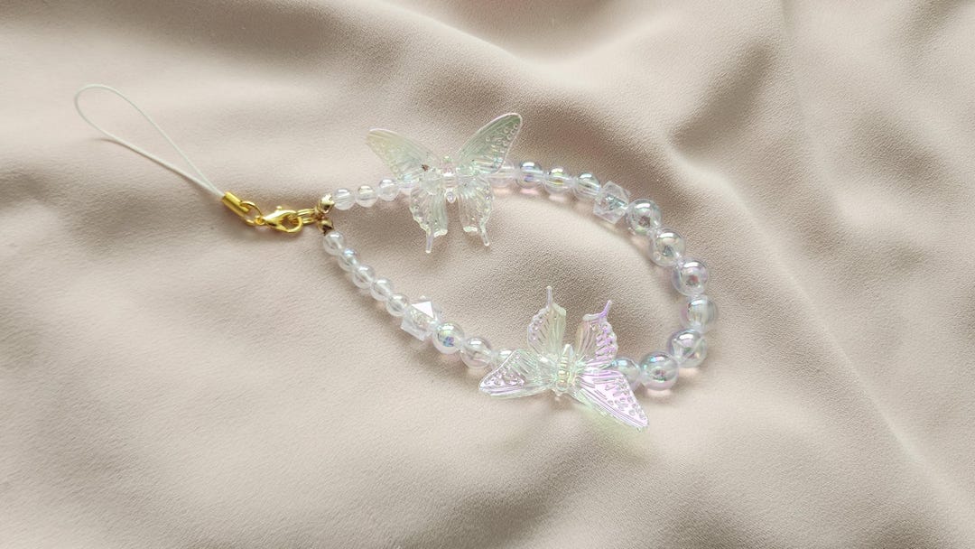 Beaded Butterfly Keychain: Fairycore Phone Charm - Etsy