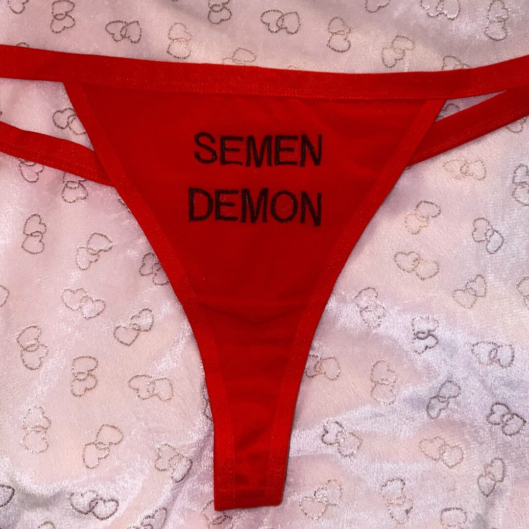 SEMEN DEMON Red Embroidered Thong. - Etsy