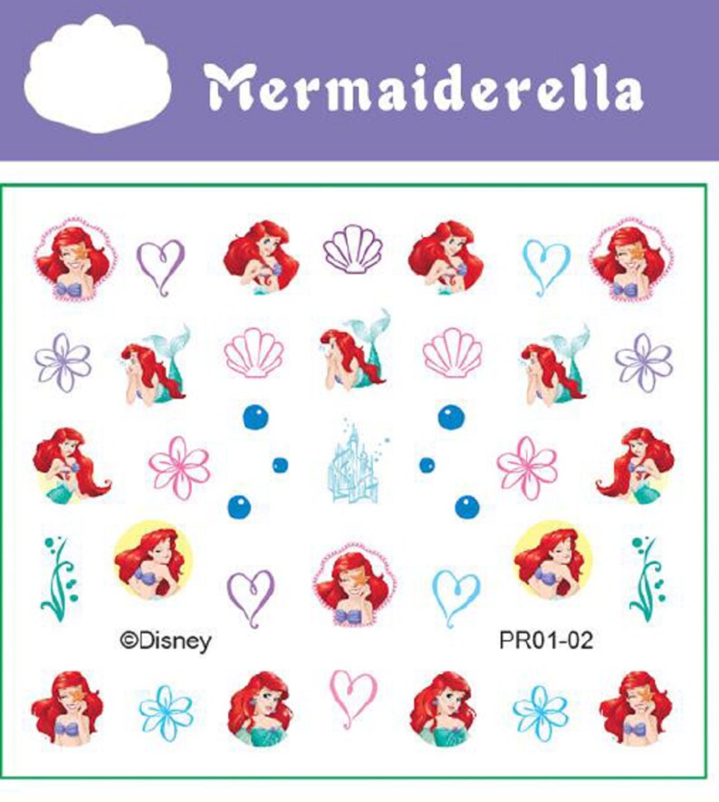 Ariel the Little Mermaid Disney Princess Girls FUN Nail Stickers 5 ...