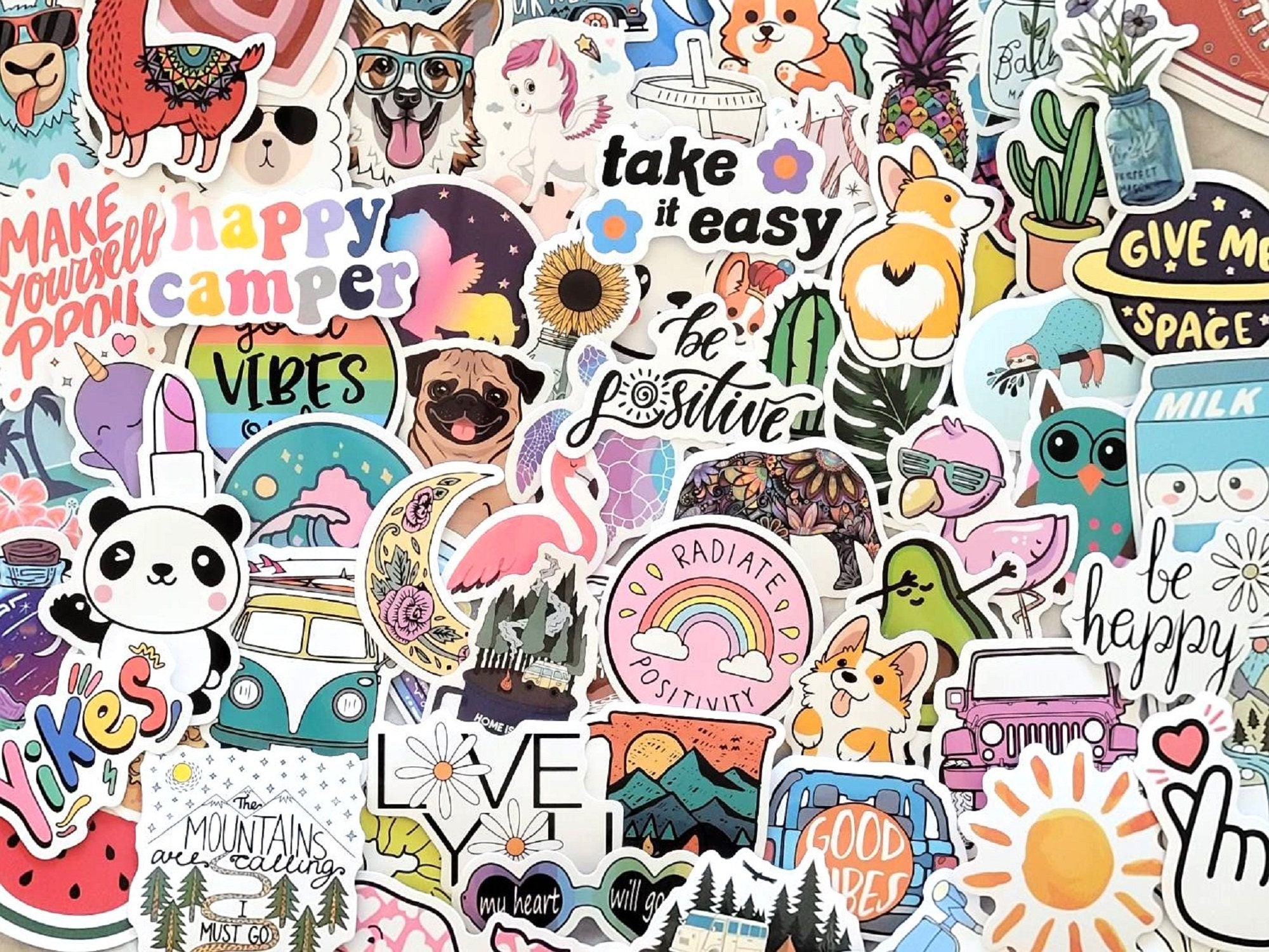 25-300pcs Cute Aesthetic Vinyl Stickers / 100% Waterproof - Etsy
