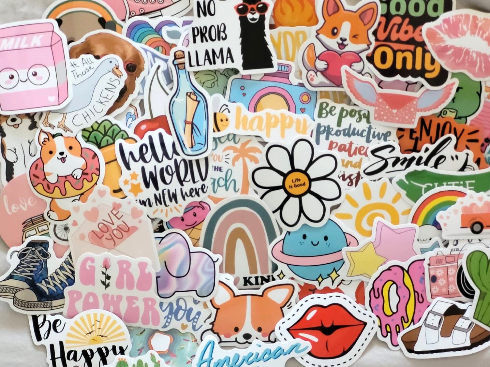 25-300pcs Cute Aesthetic Vinyl Stickers / 100% Waterproof - Etsy