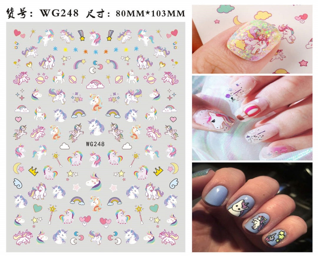 Periwinkle Unicorn Nail Stickers / Kids Friendly / Nail Decor & DIY ...