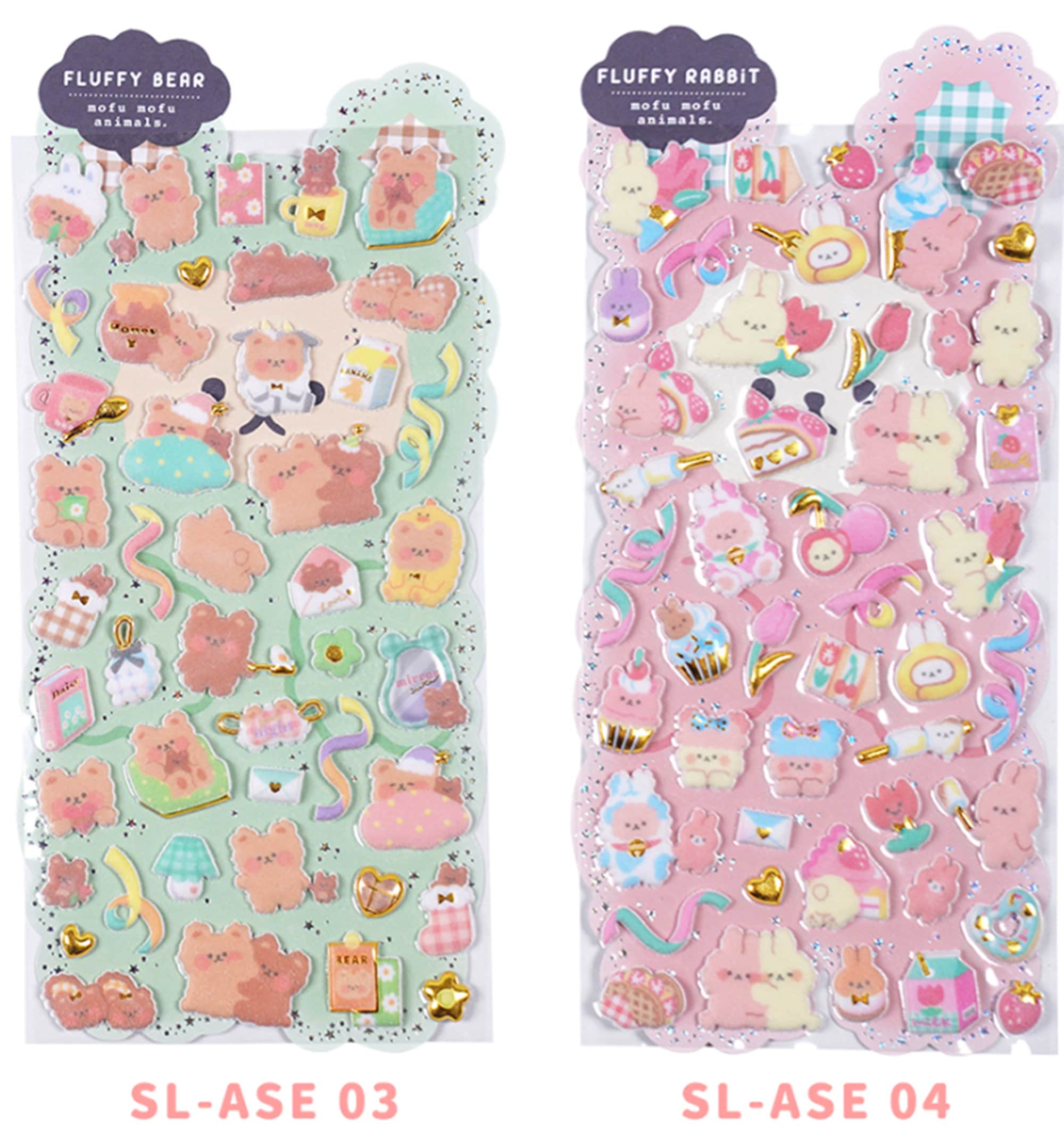 3D Fluffy Bear Rabbit Puppy Unico Stickers / Kawaii Deco Stickers for ...