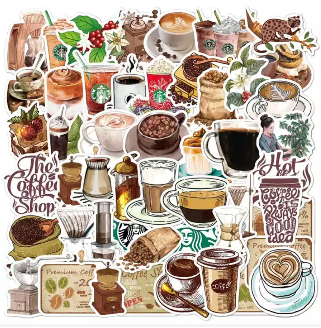 10-50pcs Coffee Collections Vinyl Sticker Pack / Waterproof Stickers ...
