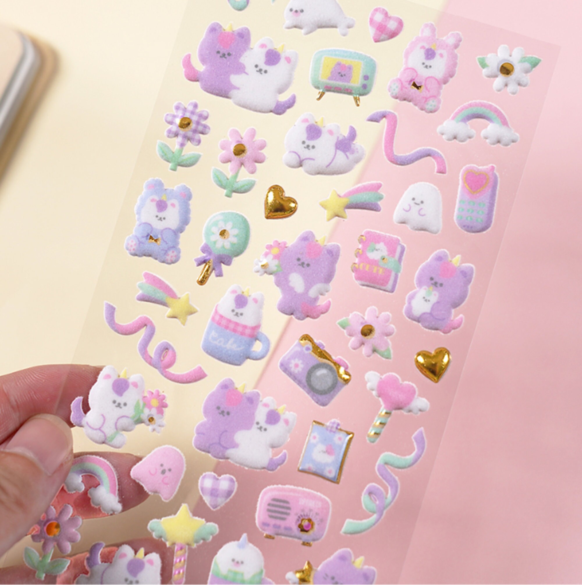 3D Fluffy Bear Rabbit Puppy Unico Stickers / Kawaii Deco Stickers for ...