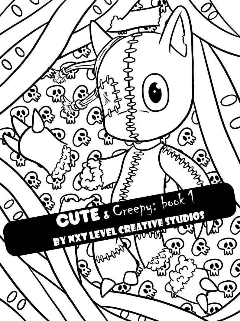 Digital Coloring Pages: Cute and Creepy Adult Coloring Book 1 by NXT ...
