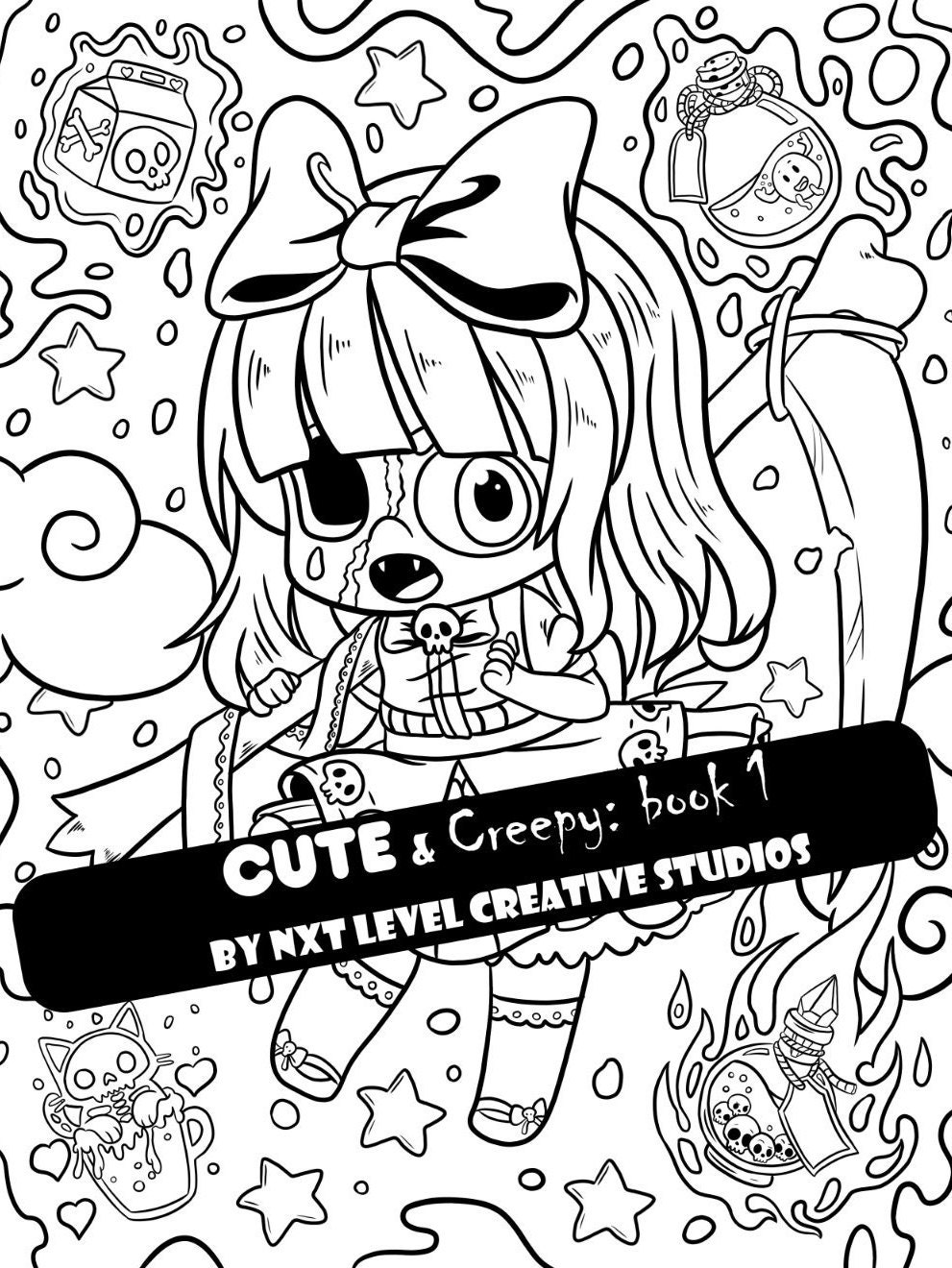 Digital Coloring Pages: Cute and Creepy Adult Coloring Book 1 by NXT ...
