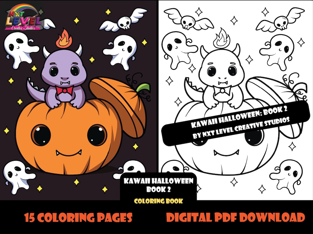 Digital Coloring Pages: Kawaii Halloween Book 2 by NXT Level / 15 ...