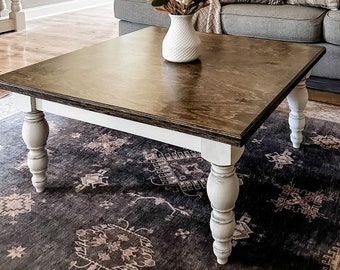 Free Shipping, Farmhouse Coffee Table, Baluster Coffee Table, Farmhouse ...