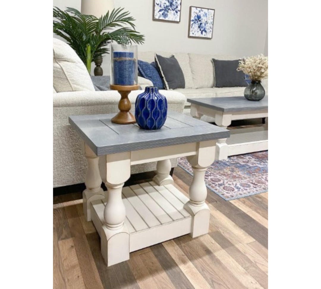 Rustic Baluster Farmhouse End Table Weathered Gray - Etsy