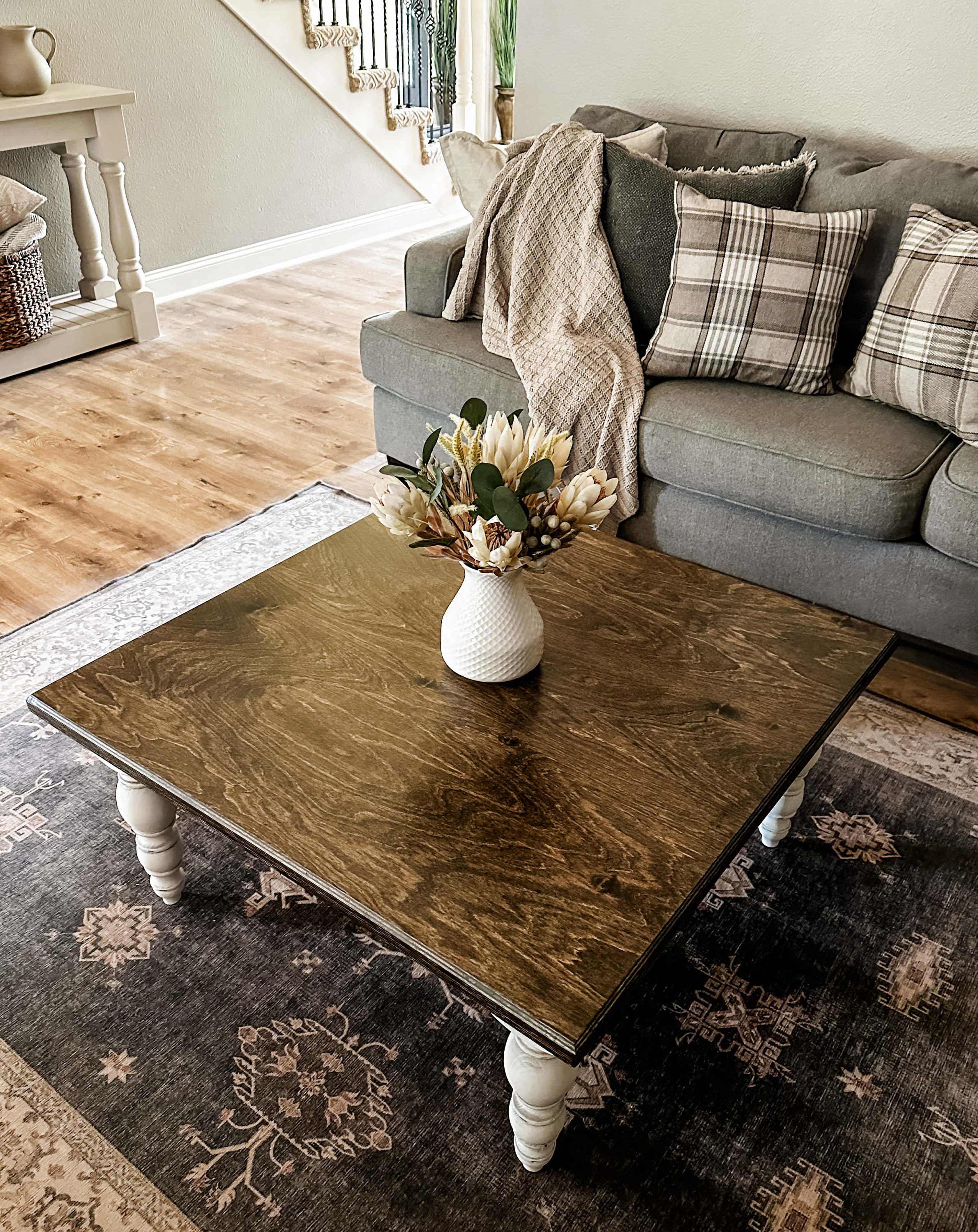 Free Shipping, Farmhouse Coffee Table, Baluster Coffee Table, Farmhouse ...