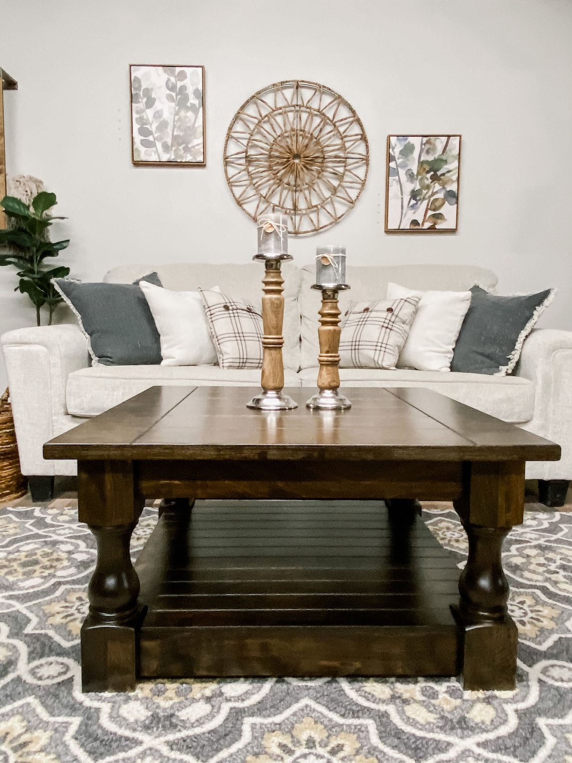 Free Shipping, Farmhouse Coffee Table, Baluster Coffee Table, Farmhouse ...