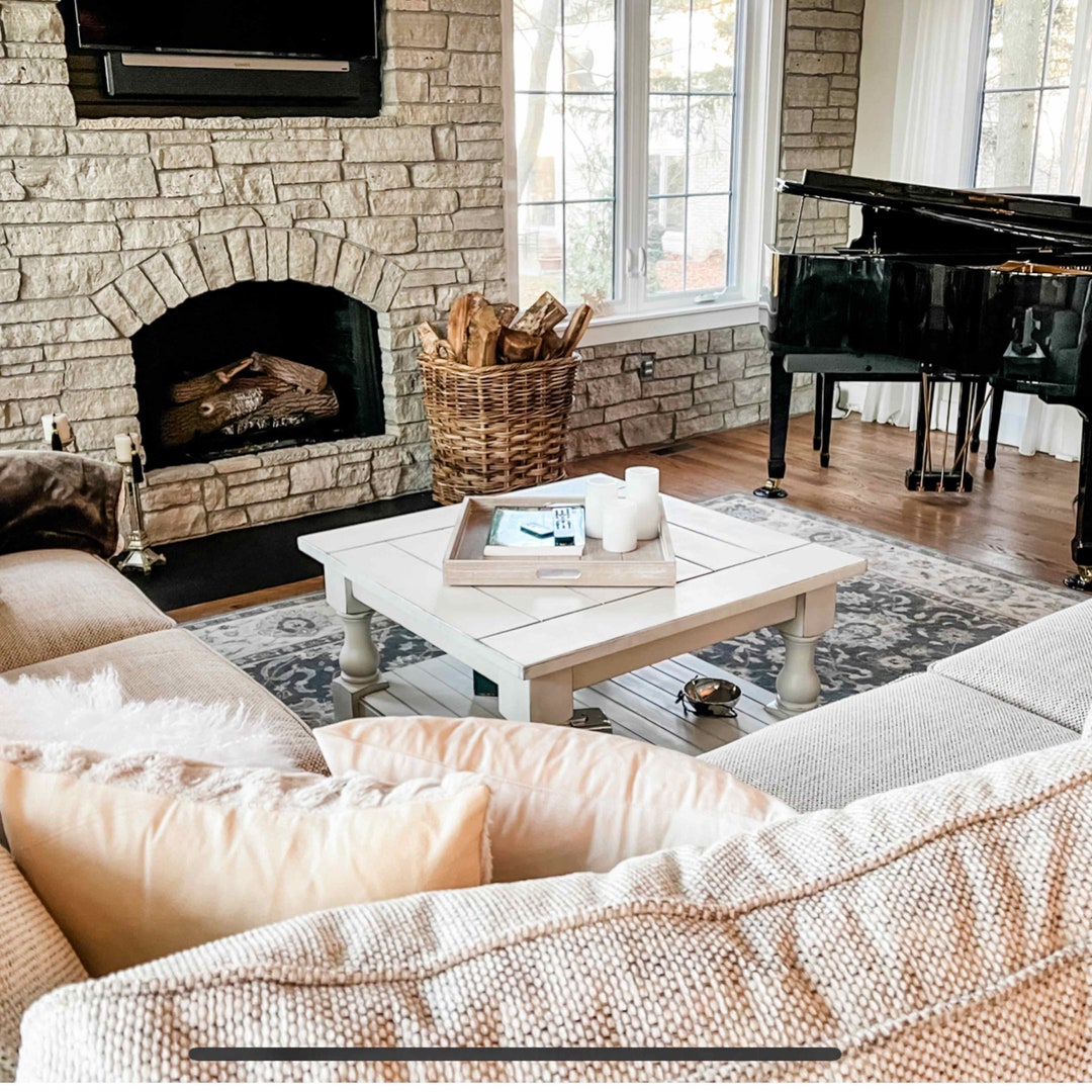 Farmhouse Coffee Table, Baluster Coffee Table, Farmhouse Style Table ...