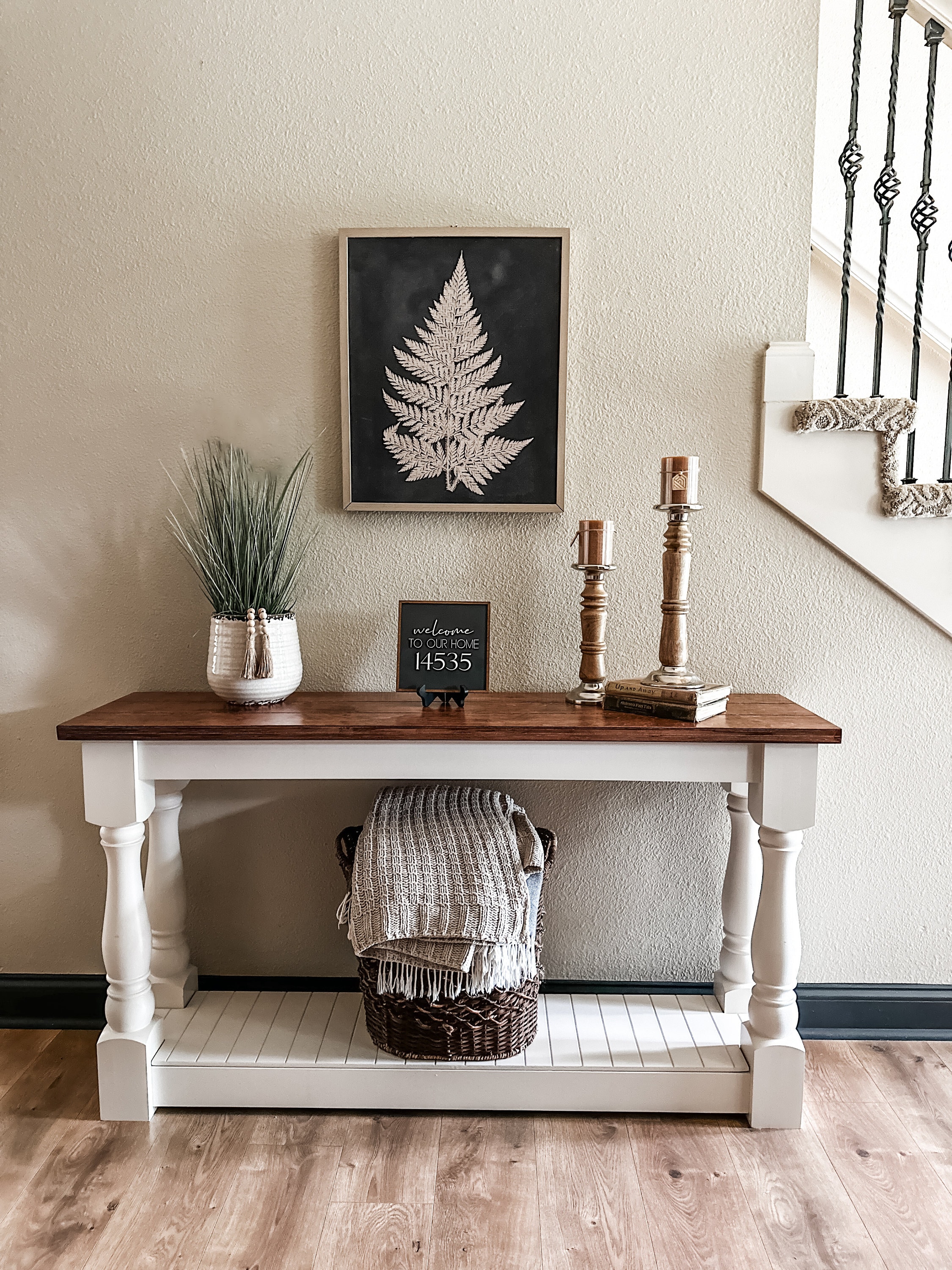 Entry Table, Console Table, Sofa Table With Baluster Legs, Red Oak ...
