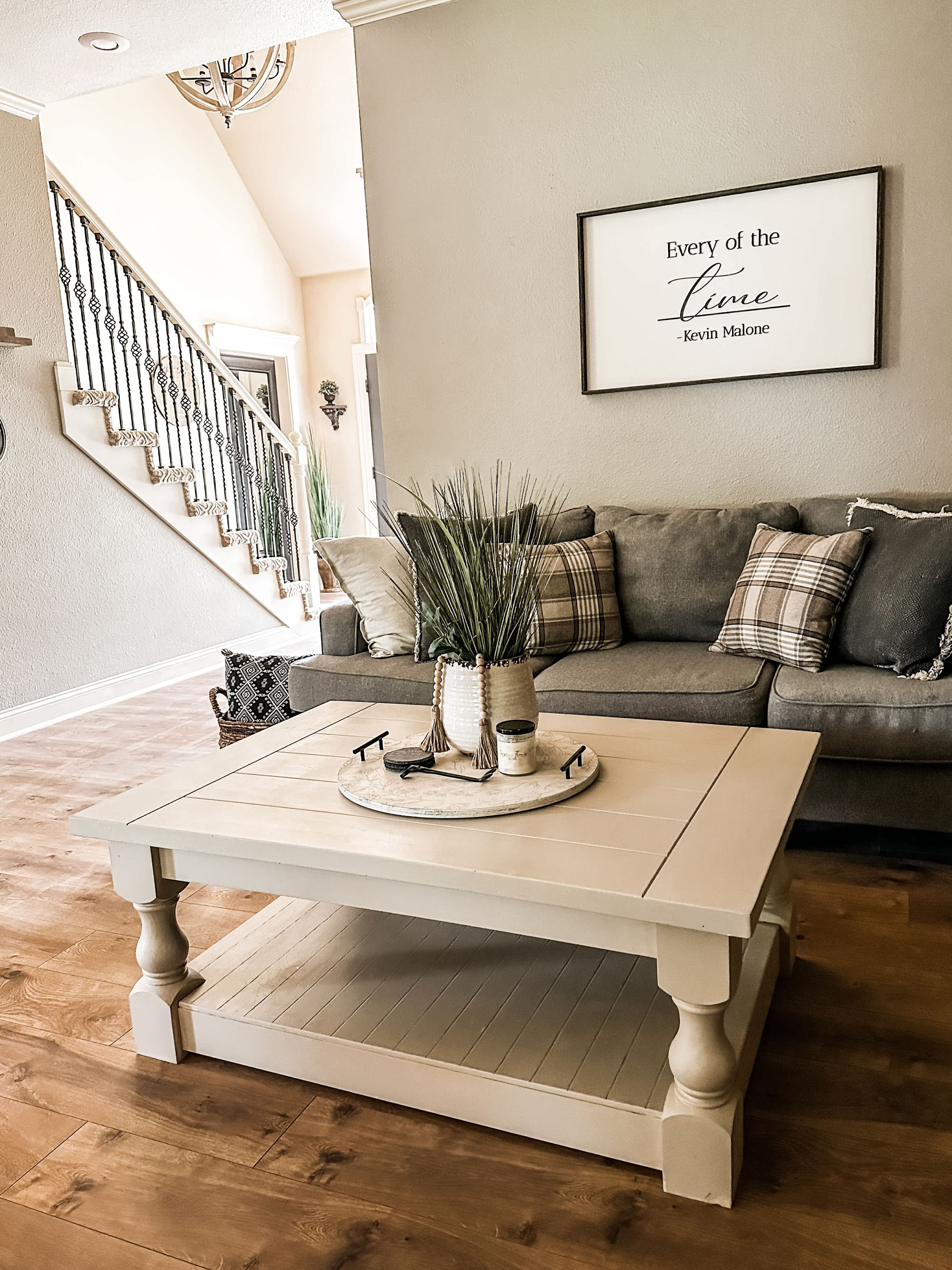 Rustic Baluster Rectangle Farmhouse Coffee Table Khaki Painted - Etsy