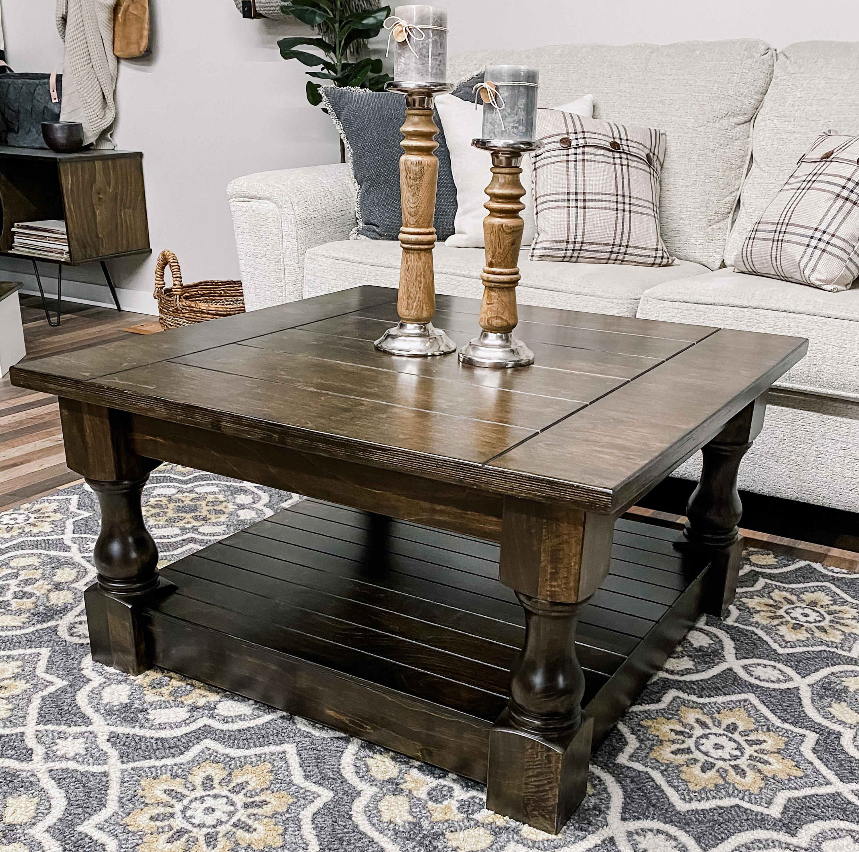 Free Shipping, Farmhouse Coffee Table, Baluster Coffee Table, Farmhouse ...