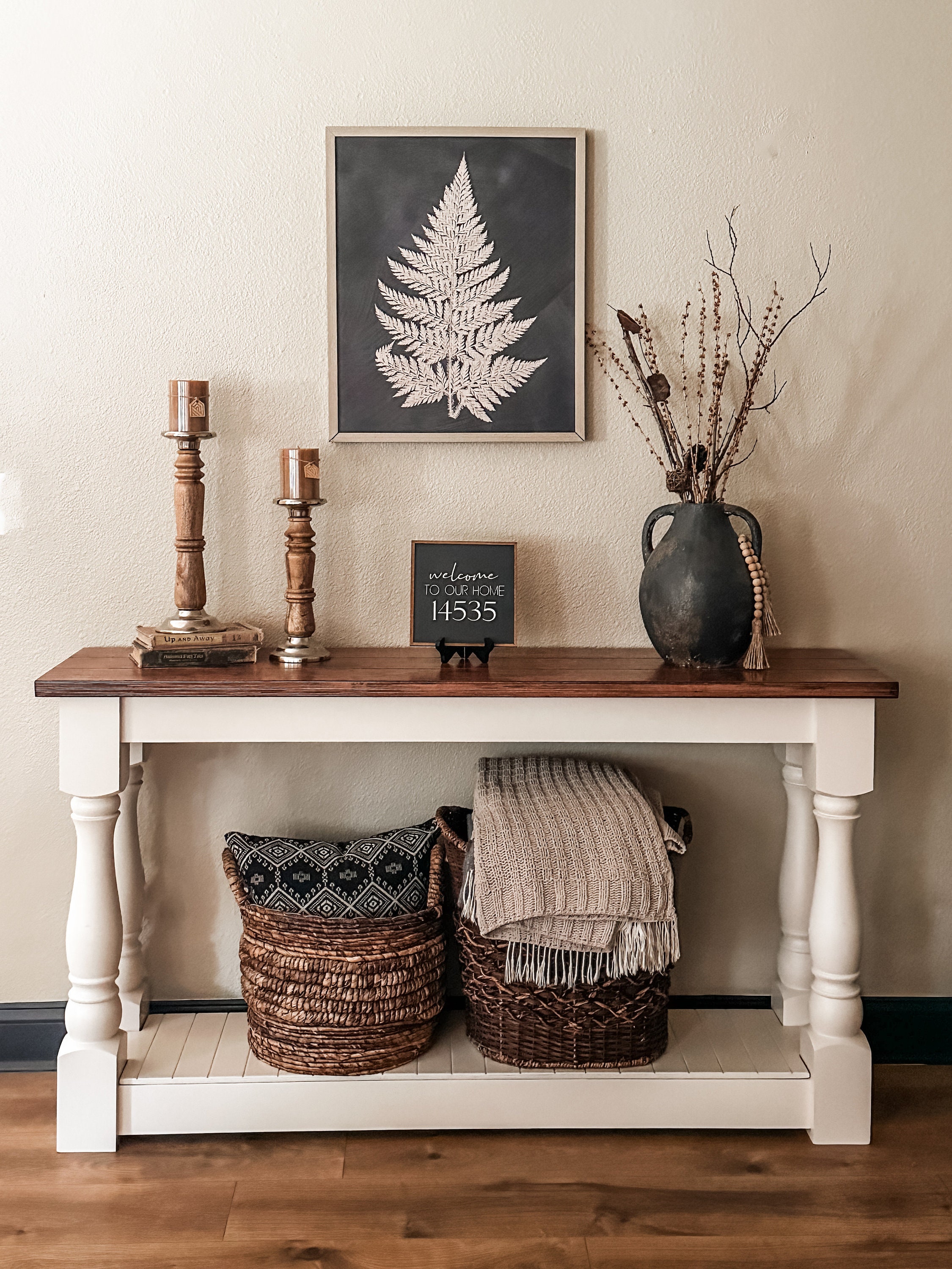 Entry Table, Console Table, Sofa Table With Baluster Legs, Red Oak ...