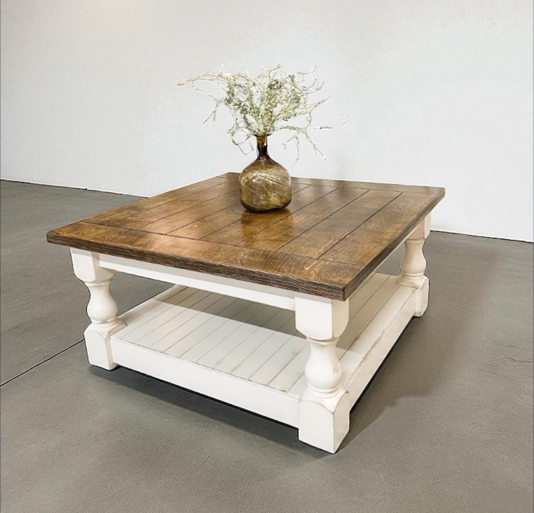 Farmhouse Coffee Table, Baluster Coffee Table, Farmhouse Style Table ...