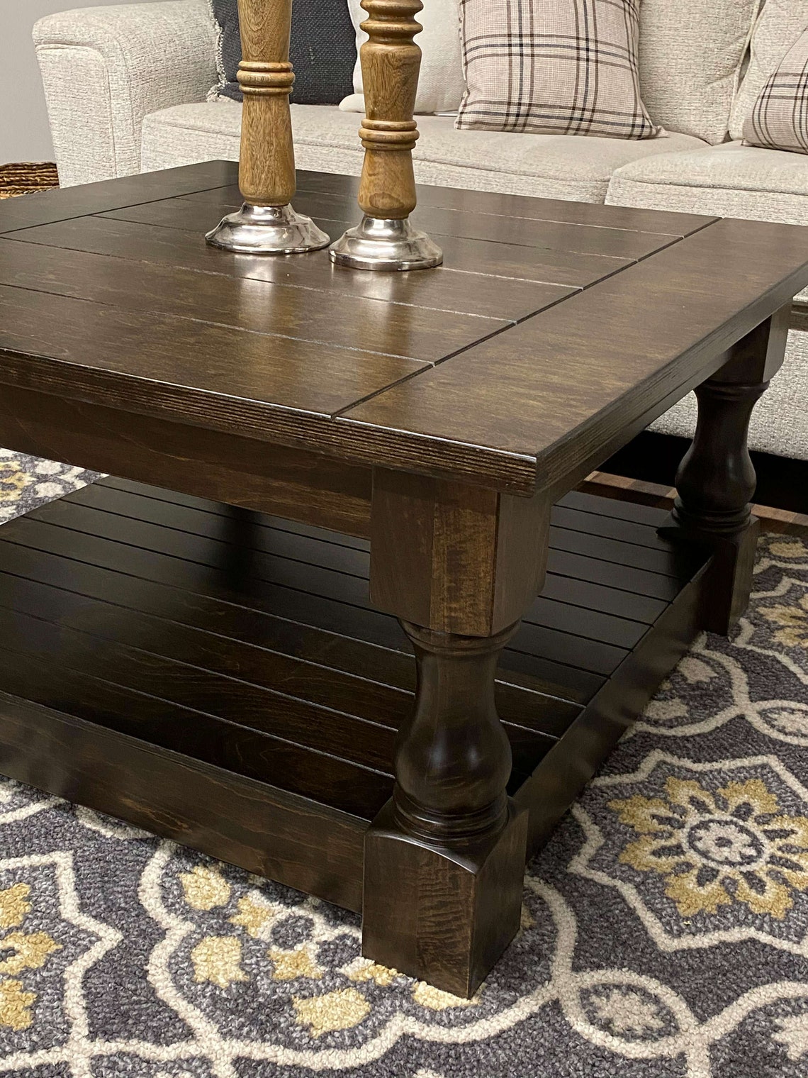 Free Shipping, Farmhouse Coffee Table, Baluster Coffee Table, Farmhouse ...